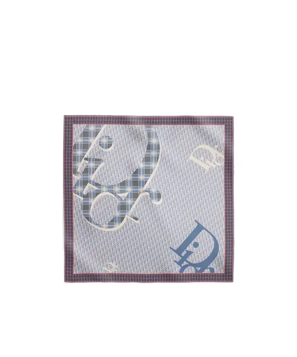 Dior Infini Tartan90 Square Scarf - Gray