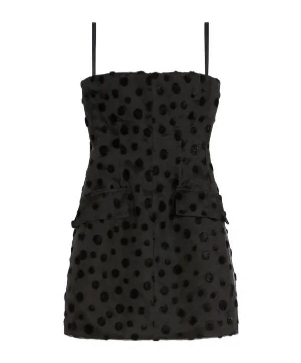 Sportmax Silk Organza Hourglass Dress With Geometric Neckline And Polka Dot Pattern