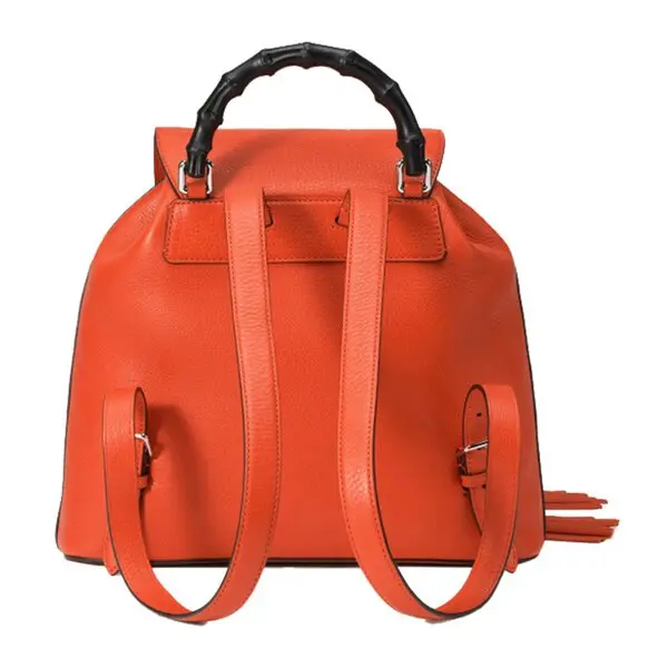 Gucci Bamboo Grain Leather Backpack - Red