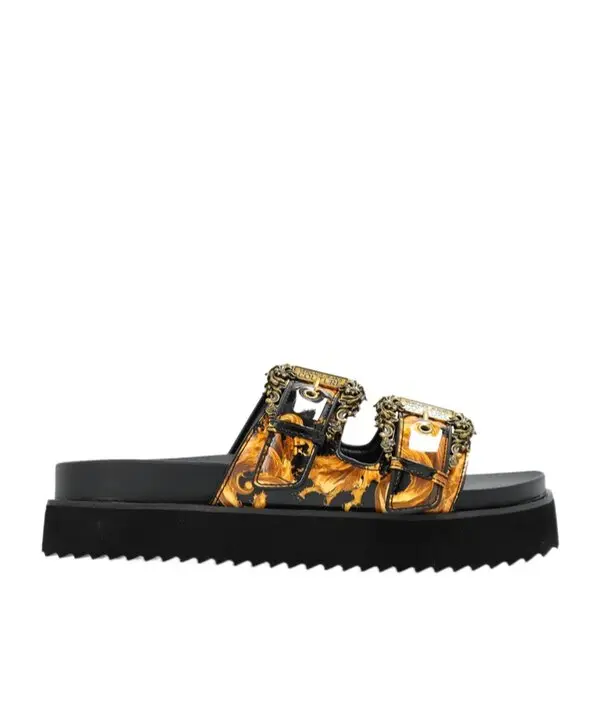 Versace Embellished Barocco Print Platform Sandals - Black