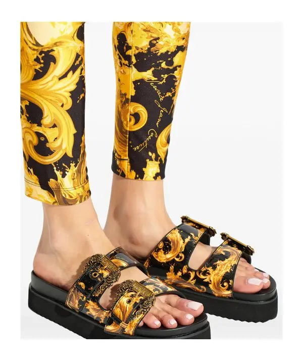 Versace Embellished Barocco Print Platform Sandals
