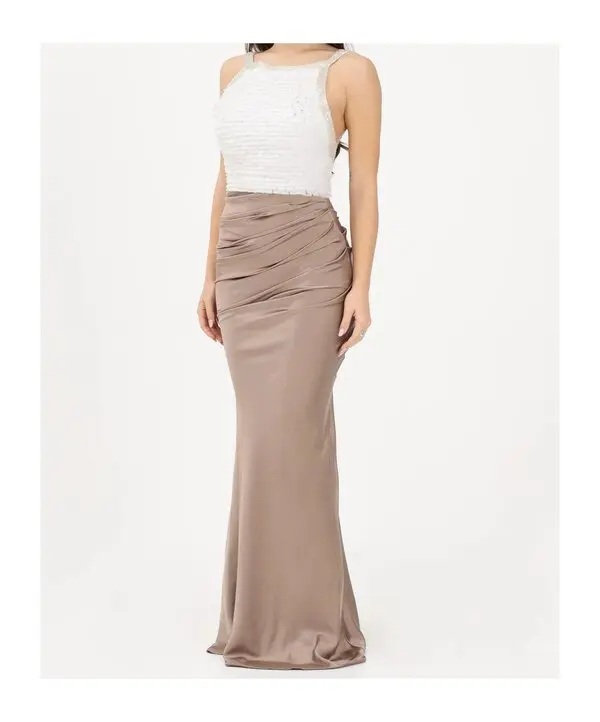 Elisabetta Franchi Beaded Draped Gown