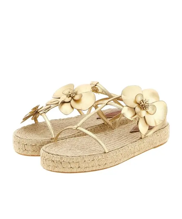 Zimmermann Orchid Ankle-strap Espadrille Sandals - Golden