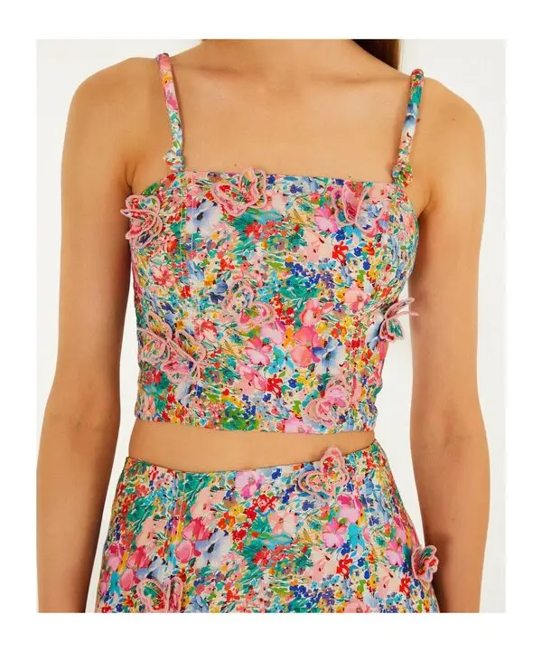 Farm Rio Peasant Floral Butterflies Top