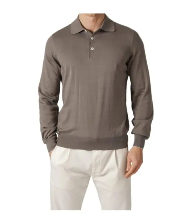 Brunello Cucinelli Long-sleeve Polo Shirt - Gray