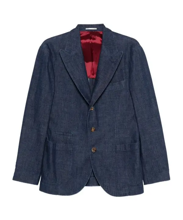 Brunello Cucinelli Single Breasted Long Sleeved Blazer - Blue