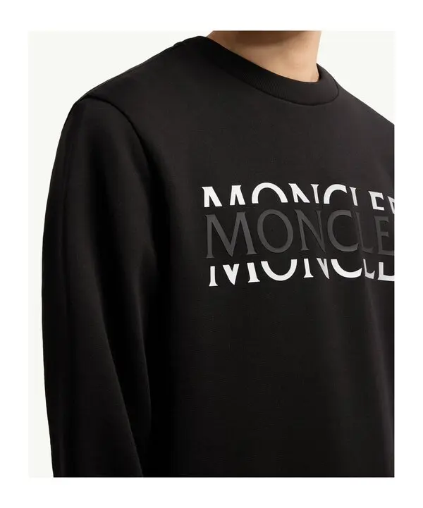 Moncler Logo Detailed Crewneck Long Sleeve T-shirt - Black
