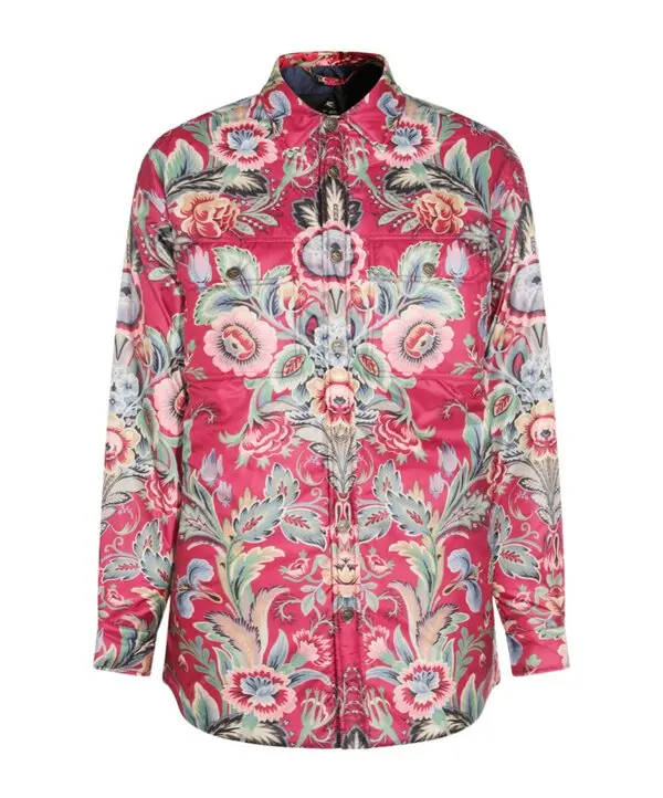 Etro Floral-printed Long-sleeved Coat - Multicolor