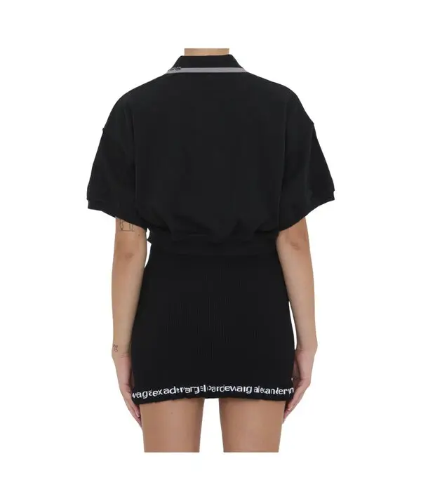 Alexander Wang Cropped Cotton Polo Shirt - Black