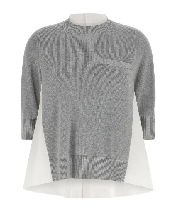 Sacai Crewneck Pleated Back Shirt Jumper