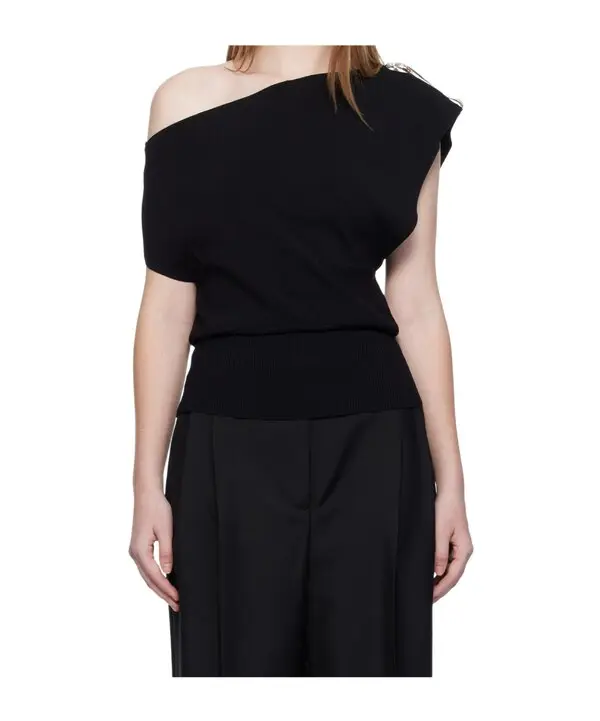 Christopher Esber Off-shoulder Sweater With Botanical Embellishments