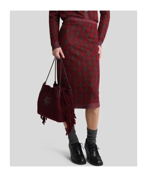 Etro Patterned Knit Midi Skirt - Brown