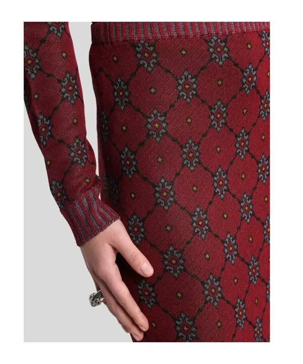 Etro Patterned Knit Midi Skirt - Brown
