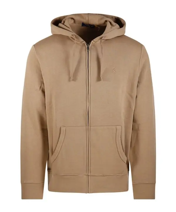 Ralph Lauren Embroidered Logo Zip-up Hoodie - Beige