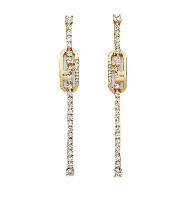 Fendi O'lock Embellished Drop Earrings With Crystals - Golden