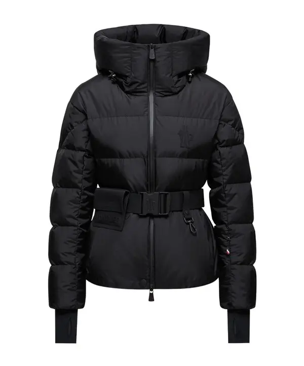 Moncler Belted Hooded Down Jacket - Black