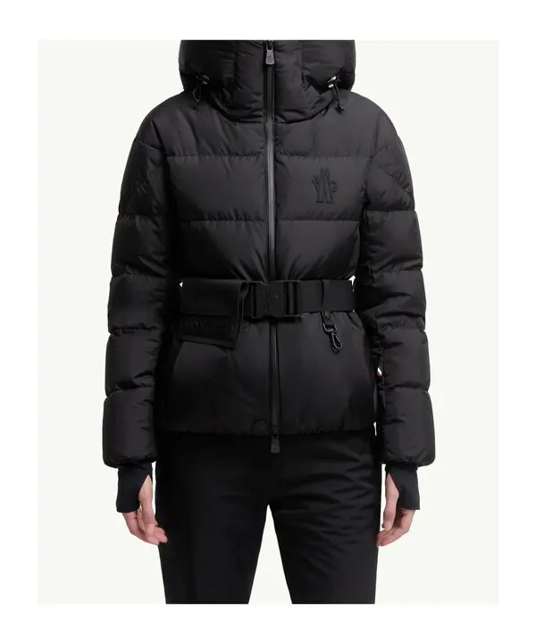 Moncler Belted Hooded Down Jacket - Black