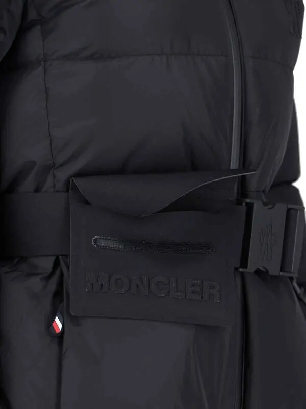 Moncler Belted Hooded Down Jacket - Black