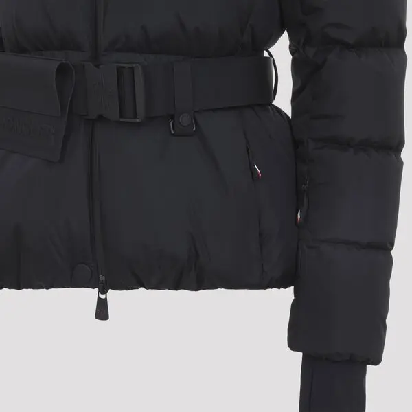 Moncler Belted Hooded Down Jacket - Black