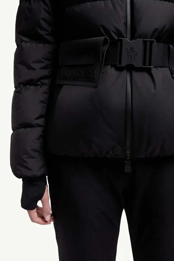 Moncler Belted Hooded Down Jacket - Black