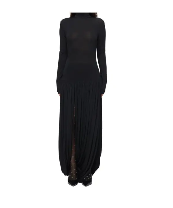 Magda Butrym Draped Turtleneck Dress - Black