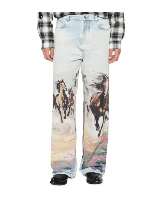 Amiri Printed Denim Jeans - White