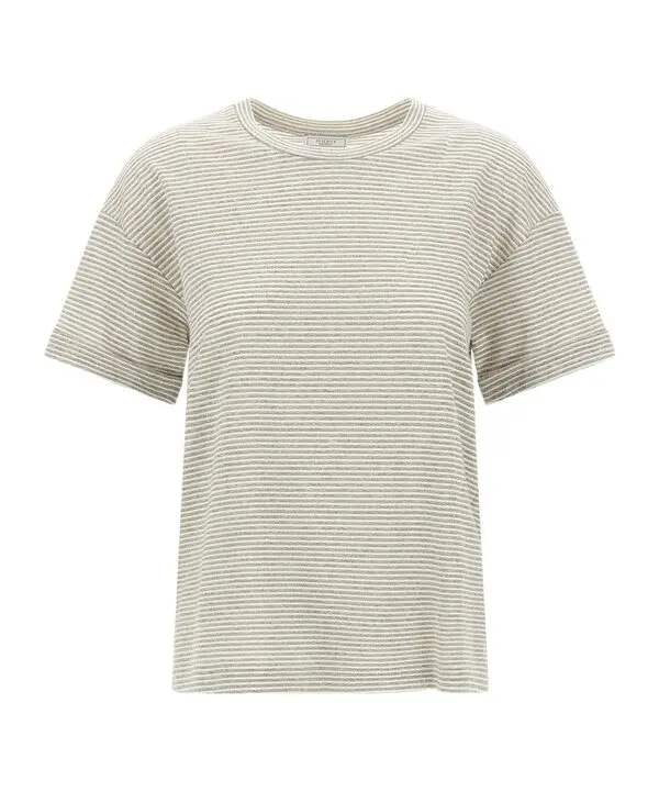 Peserico Short Sleeved Striped Crewneck T-shirt - Beige