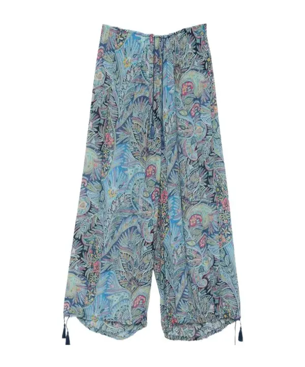 Etro Paisley Wide-leg Pants - Blue