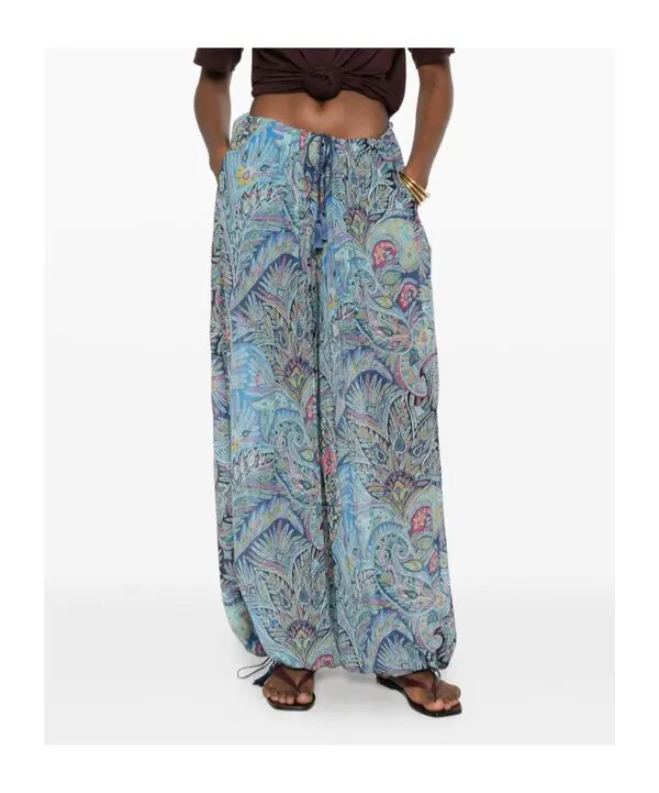 Etro Paisley Wide-leg Pants - Blue