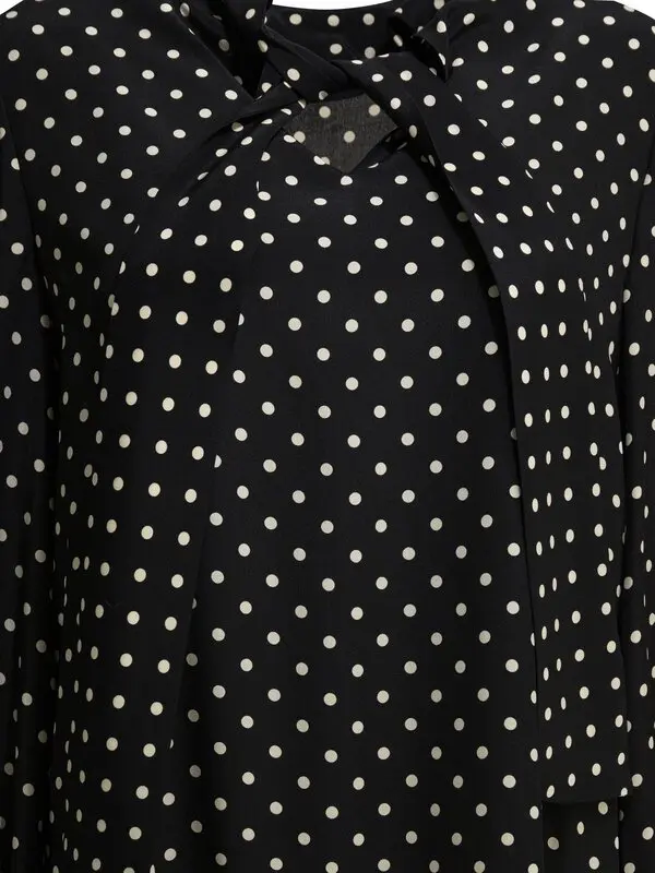Valentino Garavani Polka Dot Printed Long-sleeve Dress