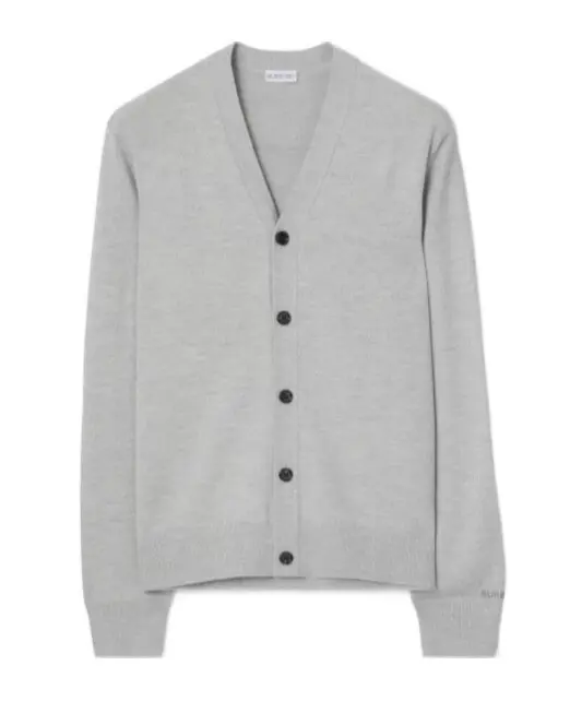 Burberry V-neck Wool Cardigan With Embroidered Logo
