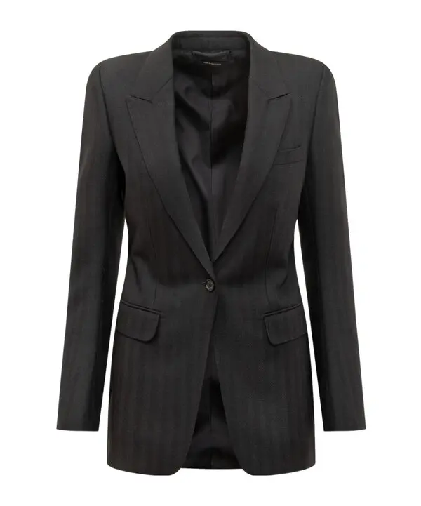 TOM FORD Striped Tailored Jacket - Black