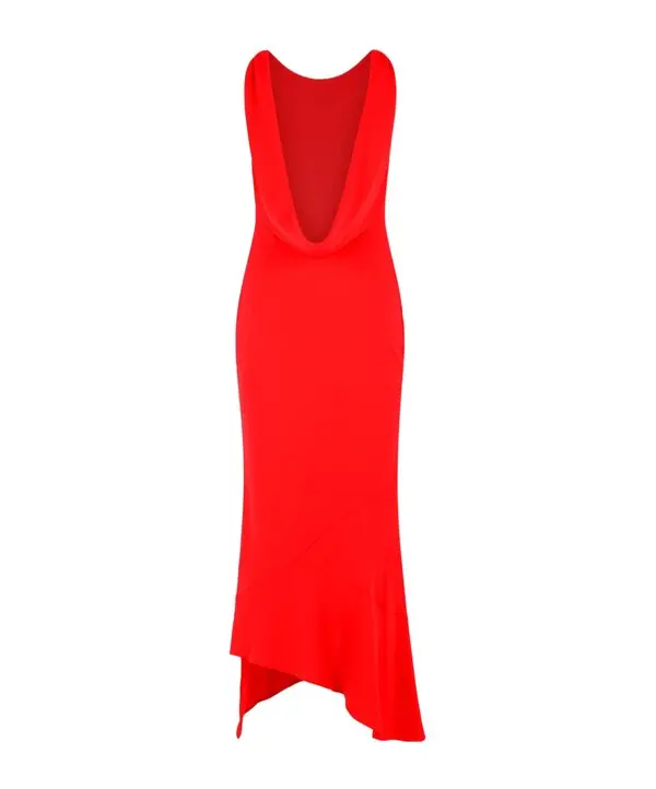 Andamane Asymmetrical Hem Skirt - Red