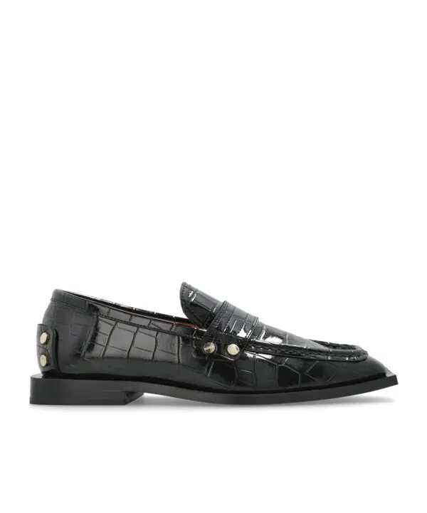 GANNI Square-toe Loafers With Block Heel - Black