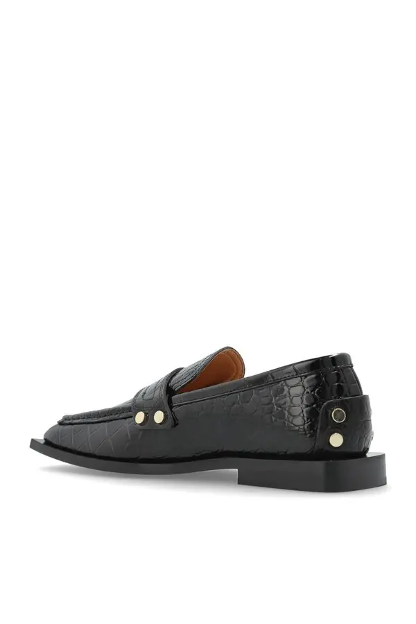 GANNI Square-toe Loafers With Block Heel - Black
