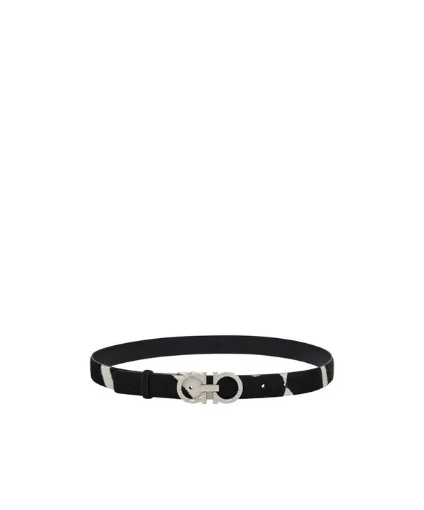 FERRAGAMO Gancini Belt - White/black
