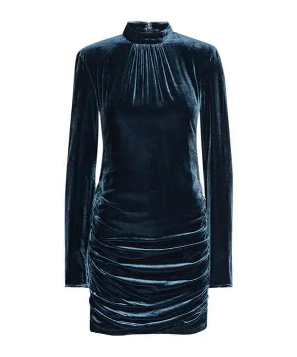 ROTATE BY BIRGER CHRISTENSEN Long-sleeved Velvet Mini Dress - Black