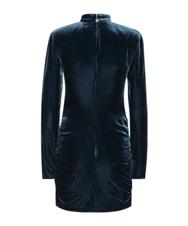 ROTATE BY BIRGER CHRISTENSEN Long-sleeved Velvet Mini Dress - Black
