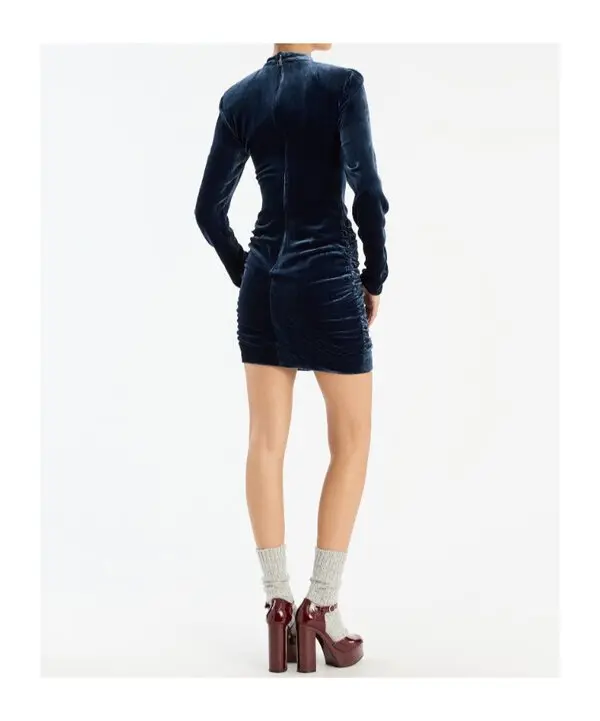 ROTATE BY BIRGER CHRISTENSEN Long-sleeved Velvet Mini Dress - Black