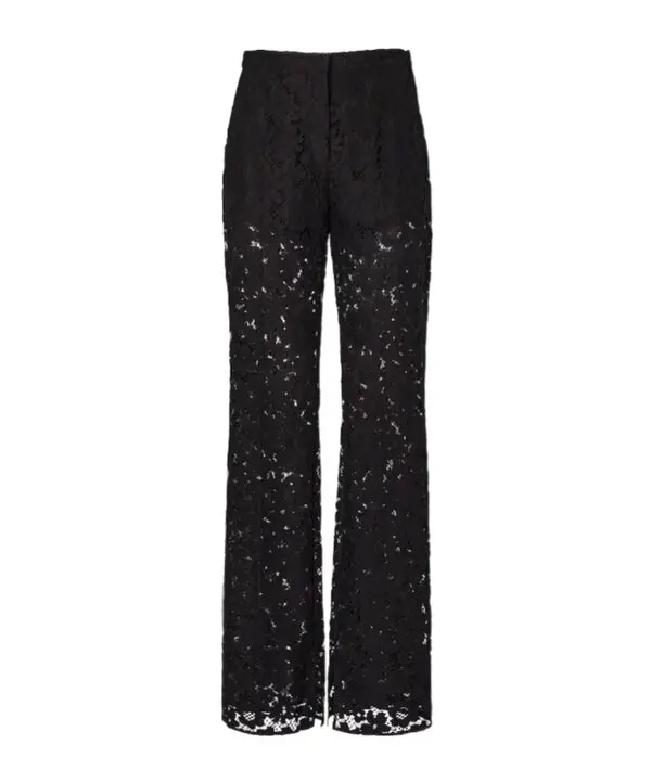 Fendi Lace Floral Motif Trousers - Black