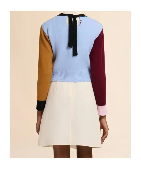 Marni Colour-blocked Pullover With Embroidered Logo - Brown