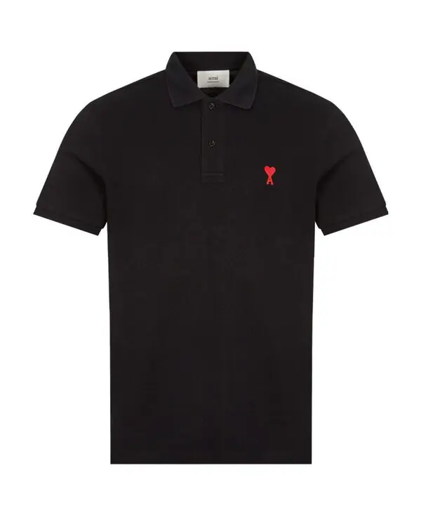 AMI Paris Logo Embroidered Short-sleeve Polo Shirt - No
