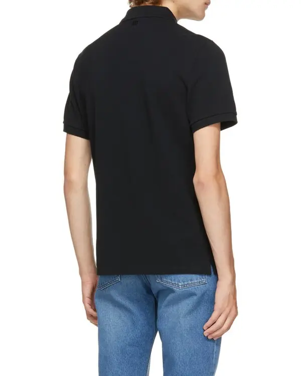 AMI Paris Logo Embroidered Short-sleeve Polo Shirt - No