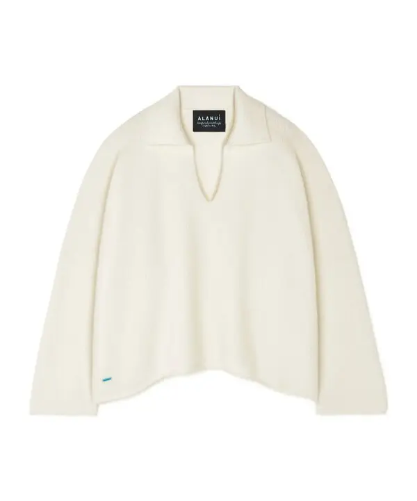 Alanui Polo-collar Ribbed Sweater - White