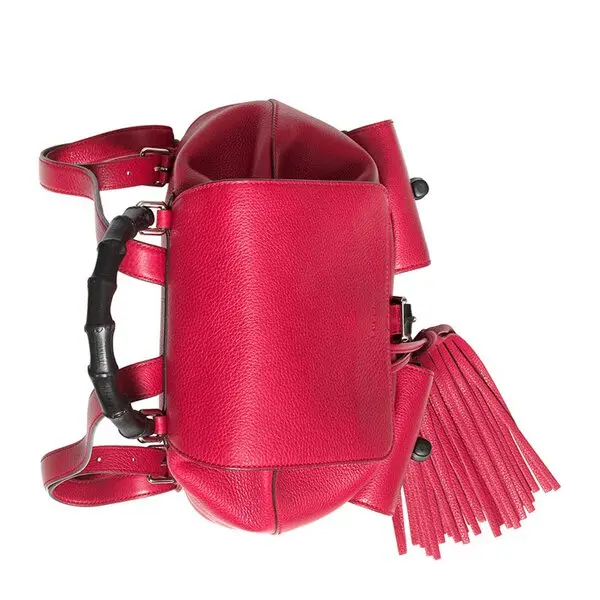 Gucci Grain Logo Backpack With Tassel Details - Red