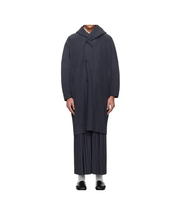 Issey Miyake Pleated Long-sleeved Coat