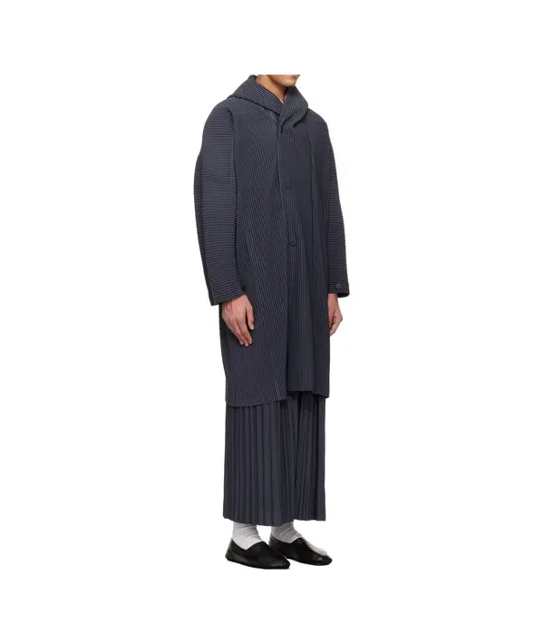 Issey Miyake Pleated Long-sleeved Coat