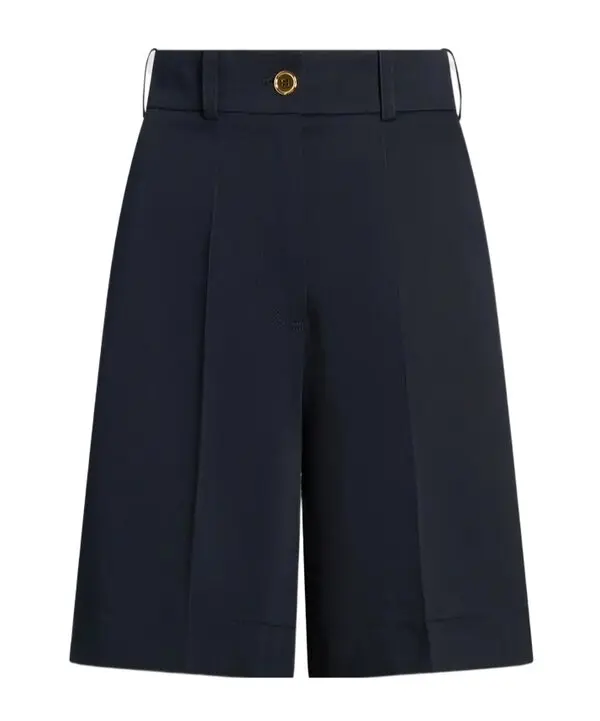 PATOU Tailored Bermuda Shorts With Gold Button - Navy