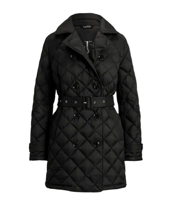 Ralph Lauren Quilted Insulated Jacket With Lapel Collar And Front Ties