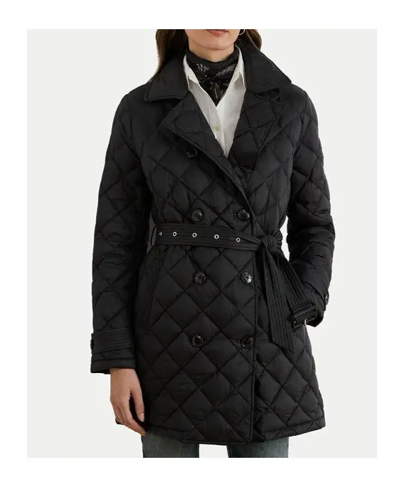 Ralph Lauren Quilted Insulated Jacket With Lapel Collar And Front Ties